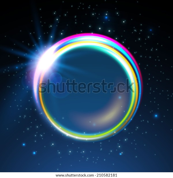 Shining Rainbow Neon Lights Circle Frame Stock Vector (Royalty Free ...