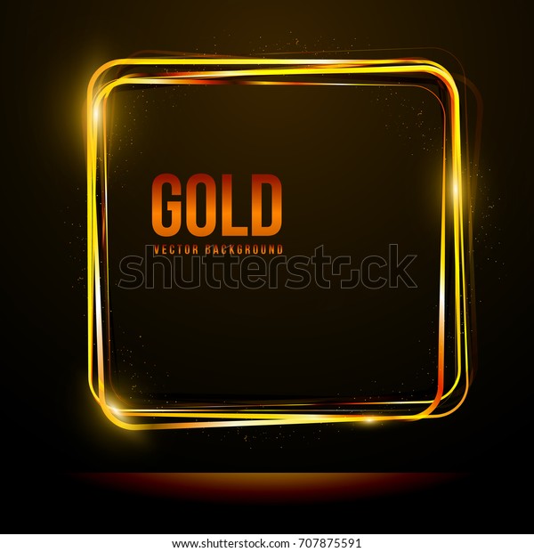 Shining Square Golden Frame On Black 库存矢量图（免版税）707875591 | Shutterstock