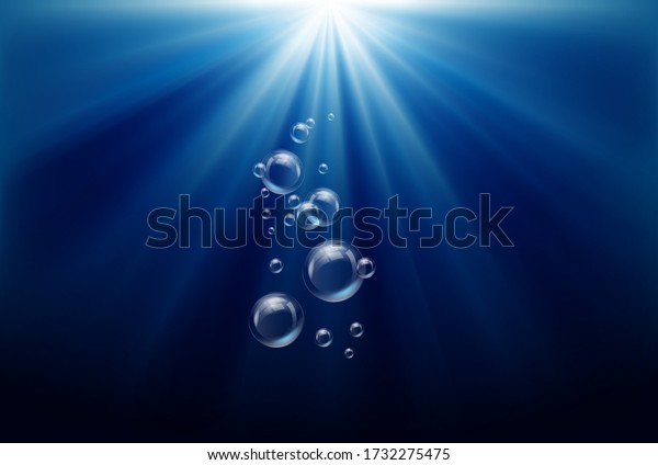 Shining Sun Deep Blue Sea Underwater Stock Vector (Royalty Free ...
