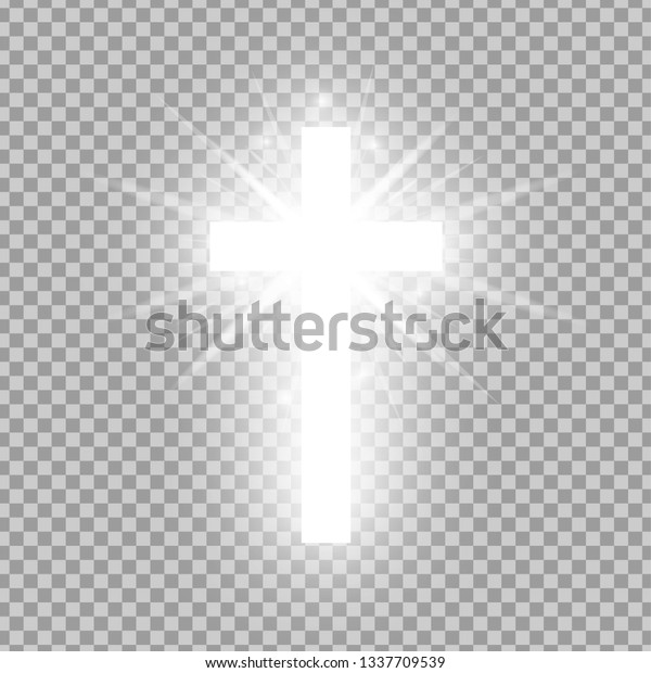 Vektor Stok Shining White Cross Isolated On Transparent (Tanpa Royalti ...