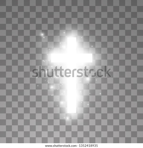 Shining White Cross On Transparent Background Stock Vector (Royalty ...