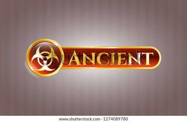 Shiny Badge Biohazard Icon Ancient Text: vector de stock (libre de ...