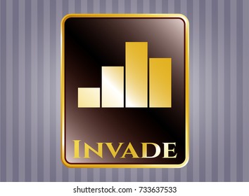 Shiny Badge Chart Icon Invade Text Stock Vector (Royalty Free ...