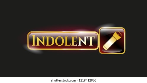 Shiny Badge Flashlight Icon Indolent Text Stock Vector (Royalty Free ...