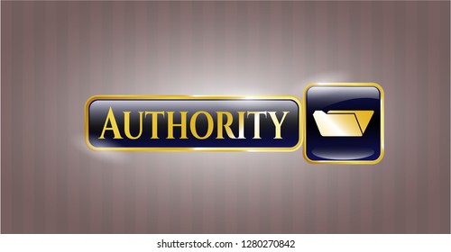 Shiny Badge Folder Icon Authority Text Stock Vector (Royalty Free ...