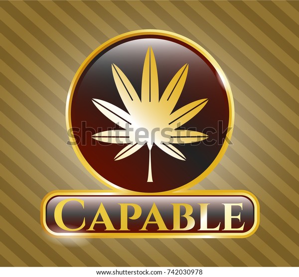 Shiny Badge Marijuana Leaf Weed Icon Stock Vector (Royalty Free ...