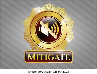 Gold Emblem Mute Icon Backfire Text: vector de stock (libre de regalías ...