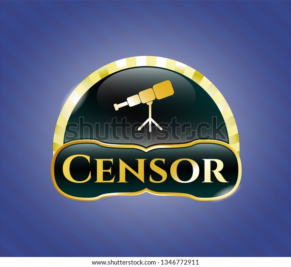 Shiny Badge Telescope Icon Censor Text Stock Vector (Royalty Free ...