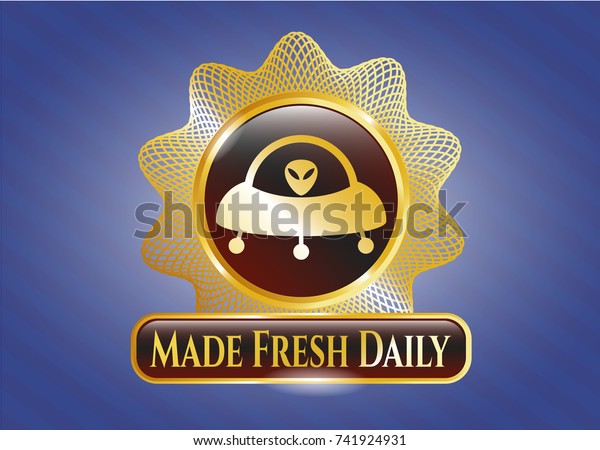 Shiny Badge Ufo Aline Inside Icon Stock Vector (Royalty Free) 741924931 ...