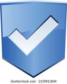 Shiny Blue Check Shield Vector Icon Stock Vector (Royalty Free ...