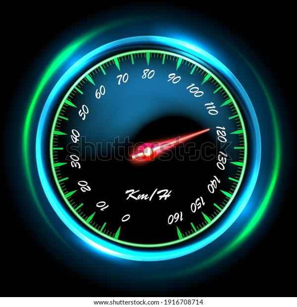 Shiny Car Speedometer Red Arrow Glowing Stock Vector (Royalty Free ...