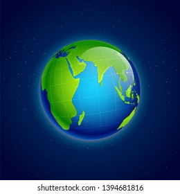 Shiny Earth Globe On Blue Background Stock Vector (Royalty Free ...
