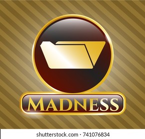 Vektor Stok Shiny Emblem Folder Icon Madness Text (Tanpa Royalti ...