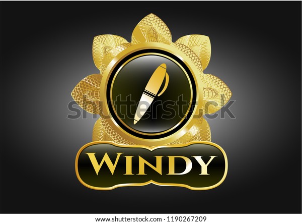 Shiny Emblem Pen Icon Windy Text Stock Vector (Royalty Free) 1190267209 ...