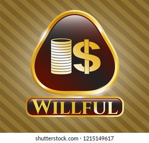 Shiny Emblem Stack Coins Icon Willful Stock Vector (Royalty Free ...