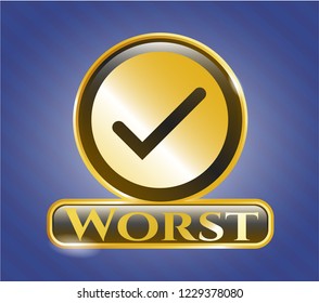 Shiny Emblem Tick Icon Worst Text: vector de stock (libre de regalías ...