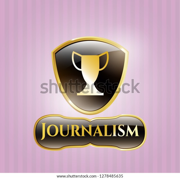 Shiny Emblem Trophy Icon Journalism Text Stock Vector (Royalty Free ...
