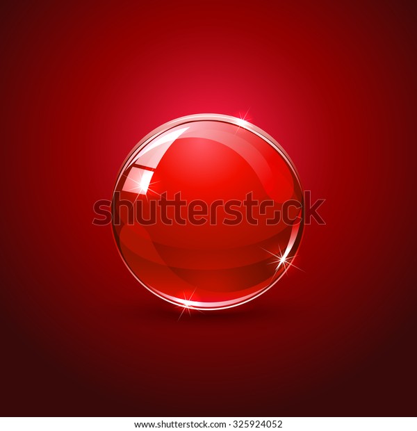 Shiny Glossy Ball On Red Background Stock Vector (Royalty Free ...