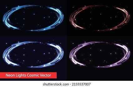 Shiny Glowing Oval Neon Effect On Stock Vector (Royalty Free ...