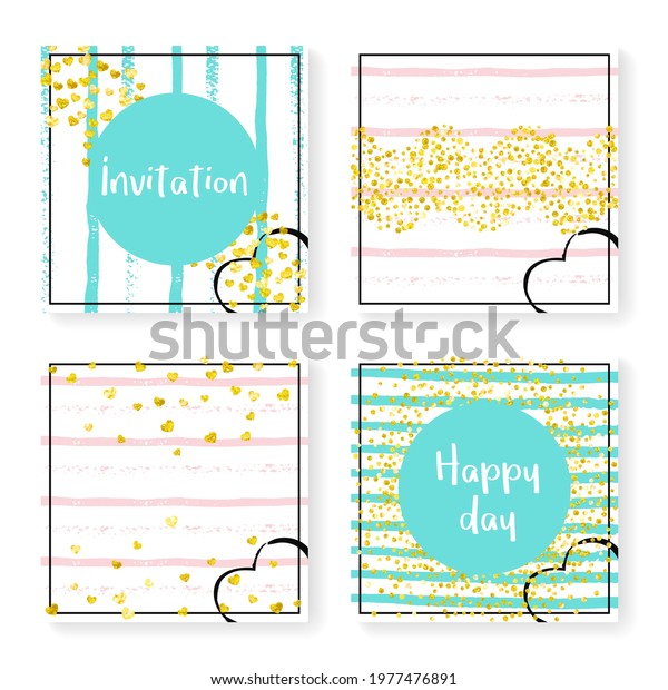 Shiny Gold Background White Invite Stripe Stock Vector (Royalty Free ...