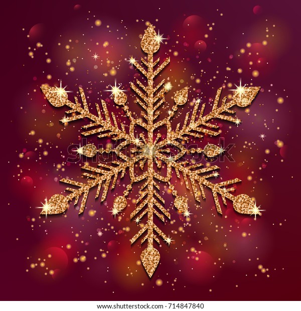 Shiny Golden Snowflake On Bright Background Stock Vector (Royalty Free ...