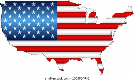 Us Flag Map Stock Vector (Royalty Free) 55214218