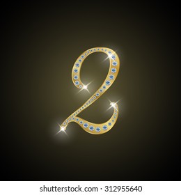 Shiny Number 2 Gold Diamond Vector Stock Vector (Royalty Free ...
