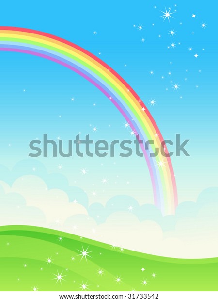 Shiny Rainbow Landscape Vector Illustration Stock Vector (Royalty Free ...
