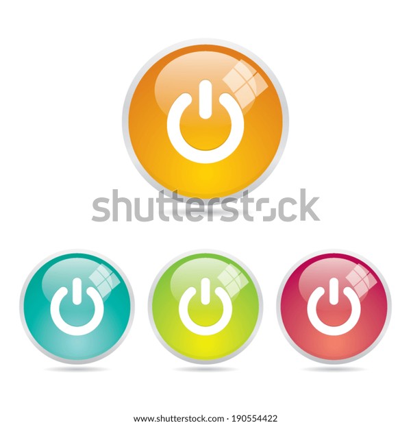 Shiny Round Power Button Icons Stock Vector (Royalty Free) 190554422 ...