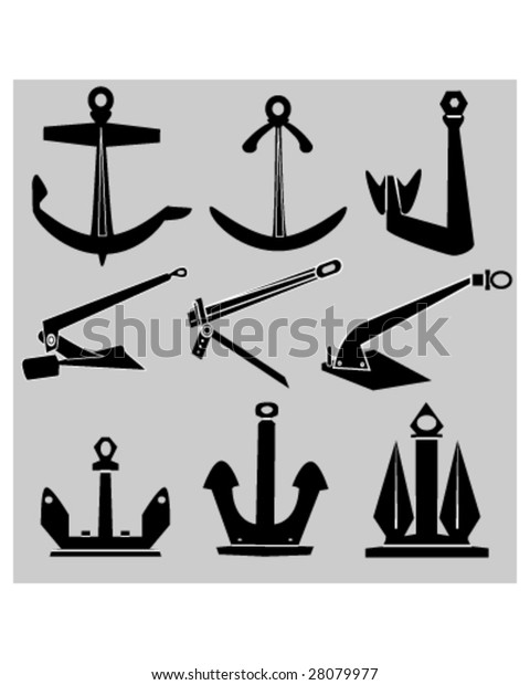 Ship Boat Anchors Vector Silhouette Stock Vector (Royalty Free ...