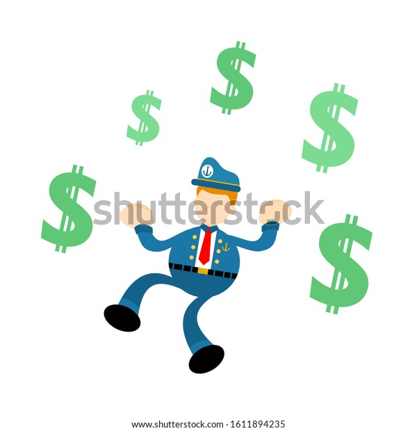 Ship Captain Money Flat Design Illustration Stock Vector (Royalty Free ...