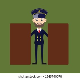 Ship Captain Pilot Standing Two Boards: เวกเตอร์สต็อก (ปลอดค่าลิขสิทธิ์ ...