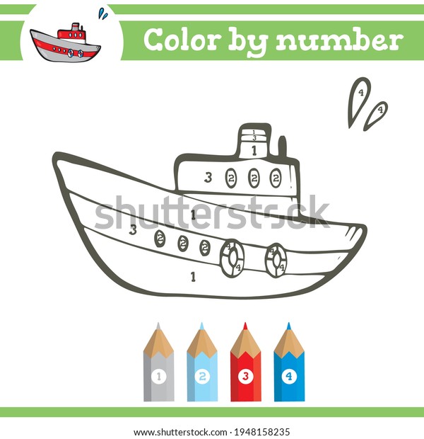 Ship Color By Numbers Coloring Page Stock Vector (Royalty Free ...