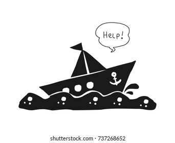 Ship Crash Vector Illustration Stock Vector (Royalty Free) 737268652 ...