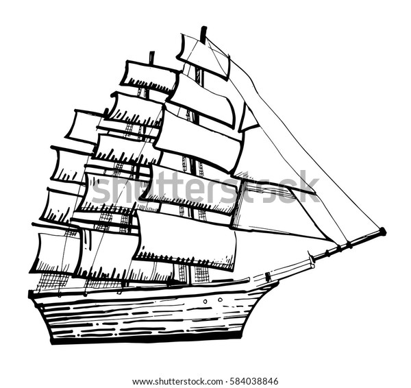 Ship Hand Drawn Stock Vector (Royalty Free) 584038846 | Shutterstock