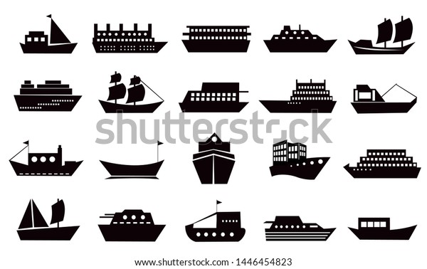 Ship Icon Set Vector Boat Symbol Stock Vector (Royalty Free) 1446454823 ...