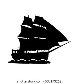 Frigate Sailing Ship Silhouette Fully Rigged: เวกเตอร์สต็อก (ปลอดค่า ...