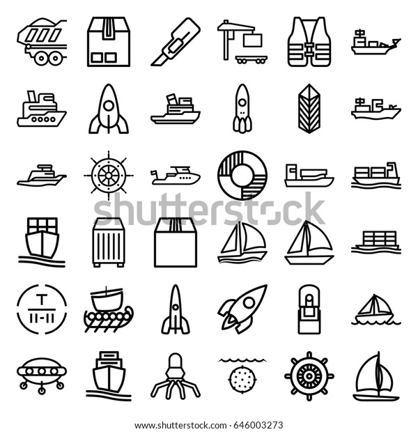 Ship Icons Set Set 36 Ship Stock Vector (Royalty Free) 646003273