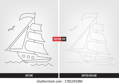 Ship Illustration Color Trace Tracing Worksheet: เวกเตอร์สต็อก (ปลอดค่า ...