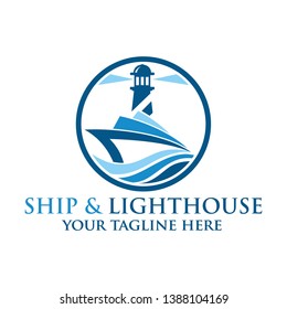Coastal Lighthouse Logo Design Vector: เวกเตอร์สต็อก (ปลอดค่าลิขสิทธิ์ ...
