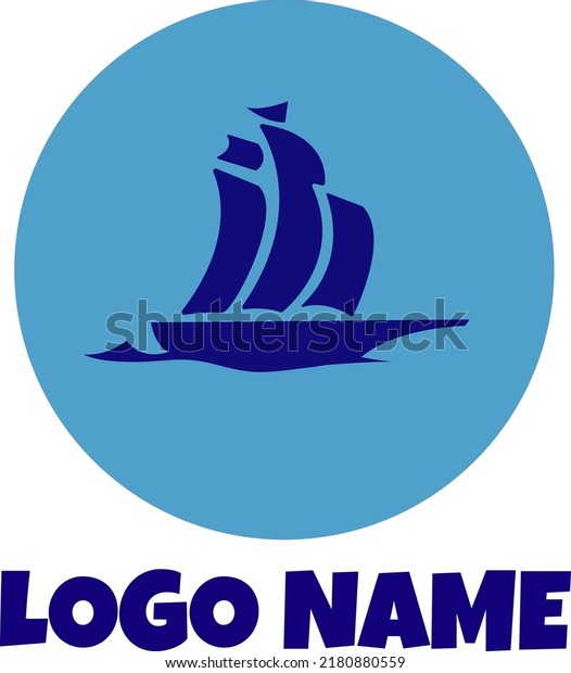 Ship Logo Design Vector Blue Colors Stock Vector (Royalty Free ...