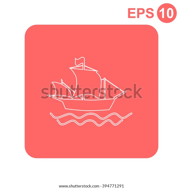 Ship On Wave Vector Icon Stock Vector (Royalty Free) 394771291 ...