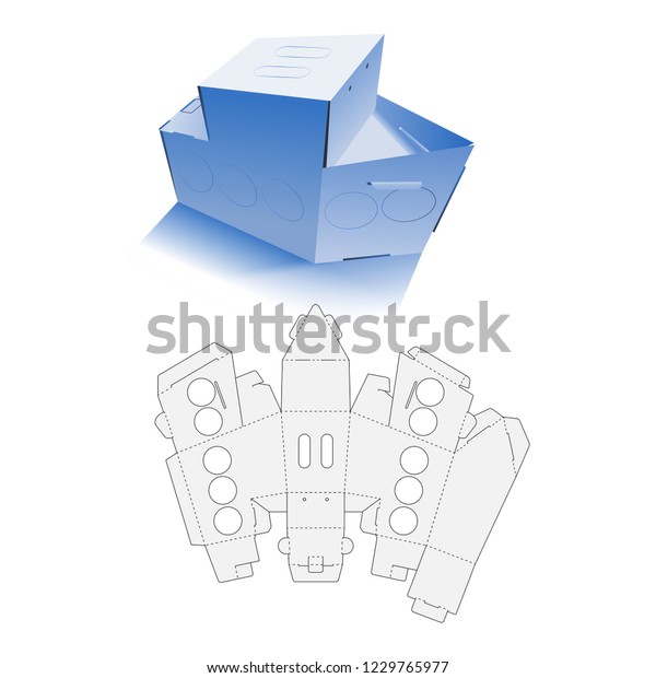 Ship Retail Box Blueprint Template Stock Vector (Royalty Free ...