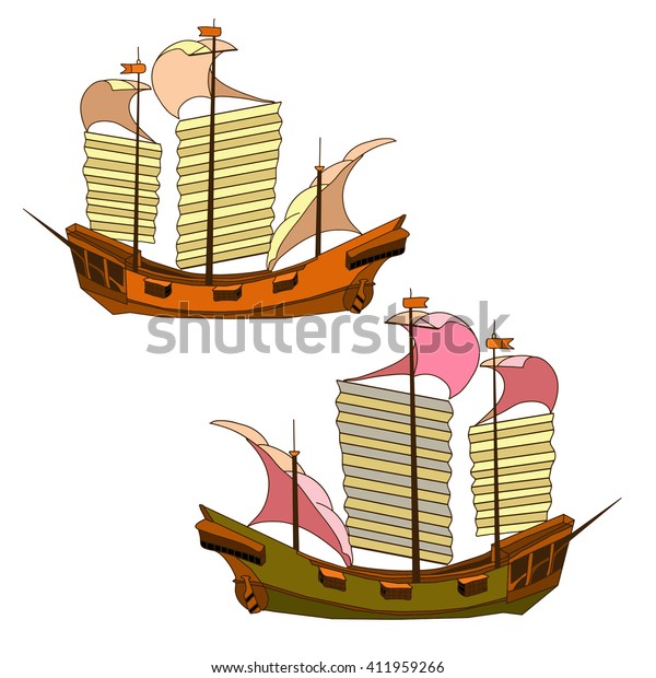Ship Vector Drawing Japanese Stock Vector (Royalty Free) 411959266 ...