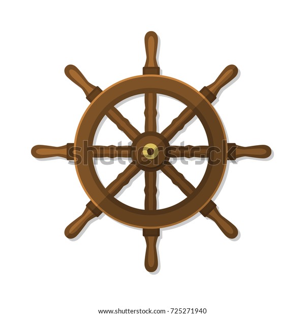 Ship Wheel Rudder Steering Flat Style Stock Vector (Royalty Free) 725271940