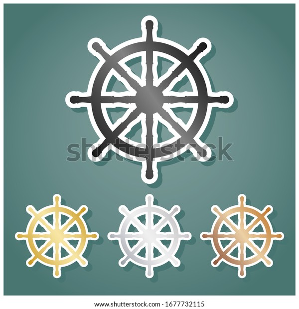 Ship Wheel Sign Set Metallic Icons Stock Vector (Royalty Free ...