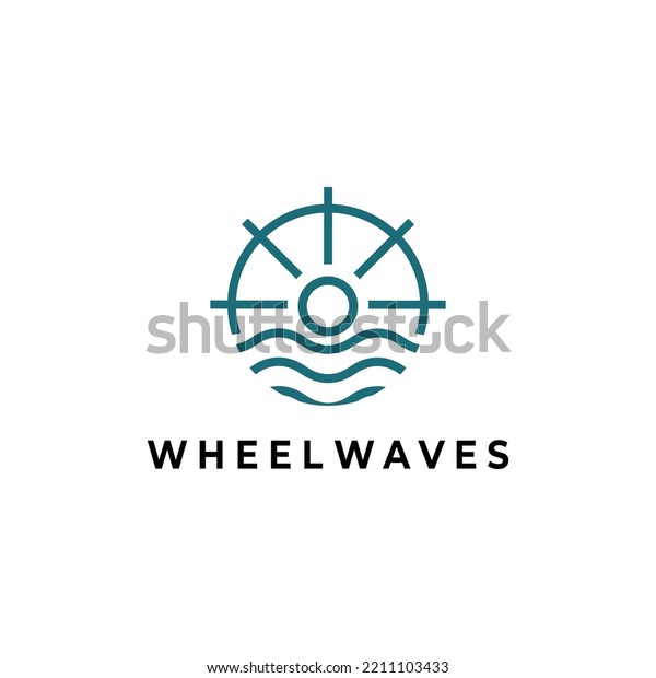 Ship Wheel Waves Symbol Logo Design Stock Vector (Royalty Free ...