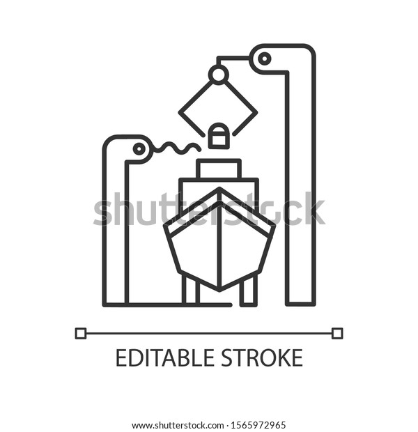 Shipbuilding Industry Linear Icon Ship Fixing: เวกเตอร์สต็อก (ปลอดค่า ...
