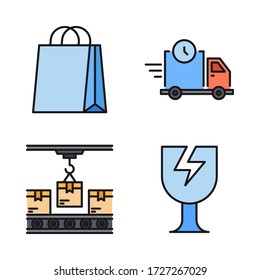 Shipping Delivery Icon Set Filled Line Stock Vector (Royalty Free ...