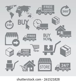 Shipping Delivery Icons Set Stock Vector (Royalty Free) 261521828 ...